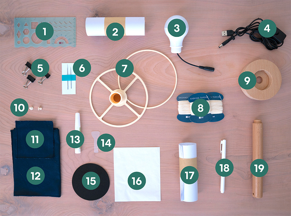 Maker Crate Sashiko Embroidered Lamp Crate